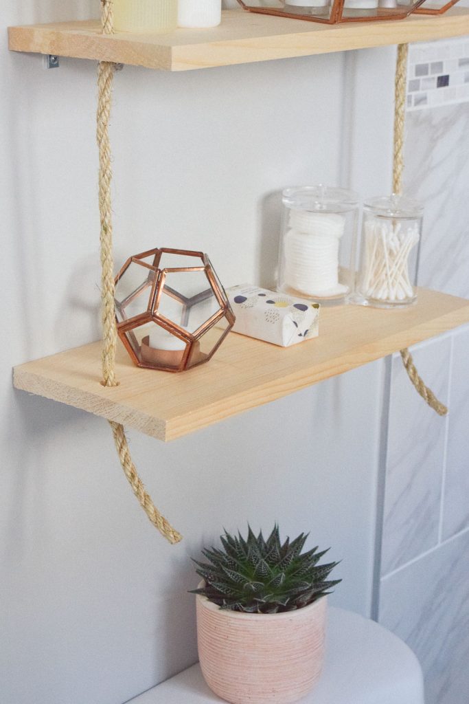 diy hanging shelves - One Brass Fox