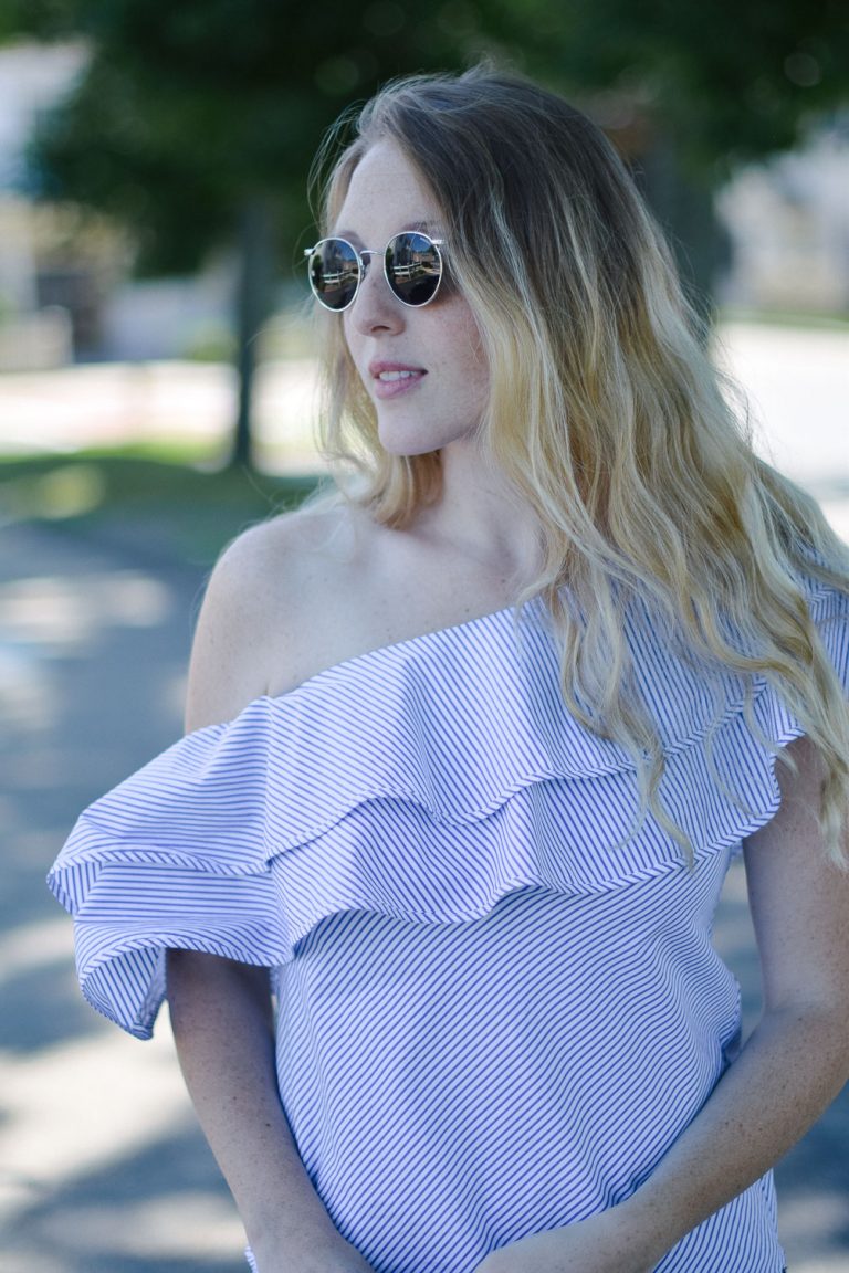 one shoulder ruffle top - One Brass Fox